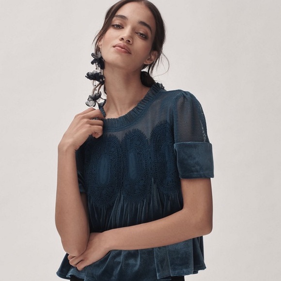 Anthropologie | Tops | En Elly Velvet Scallop Top | Poshmark